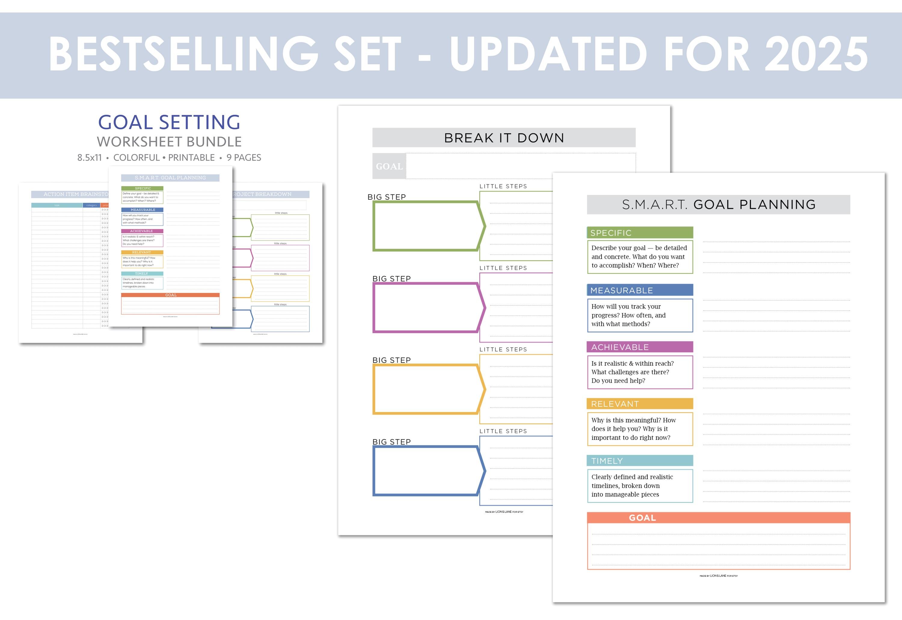 Printable SMART Goal Setting - Colorful Goal Tracking - Goal Planning ...