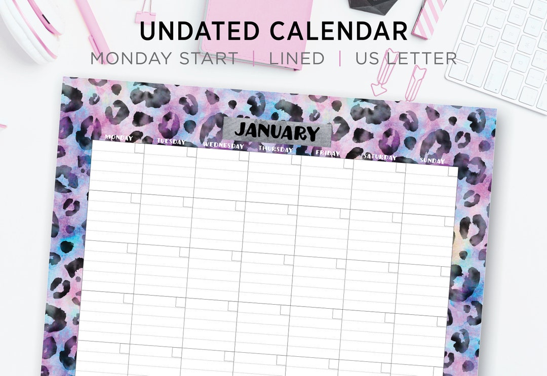 Blank Monthly Printable Calendar - Perpetual Undated Printable Calendar ...