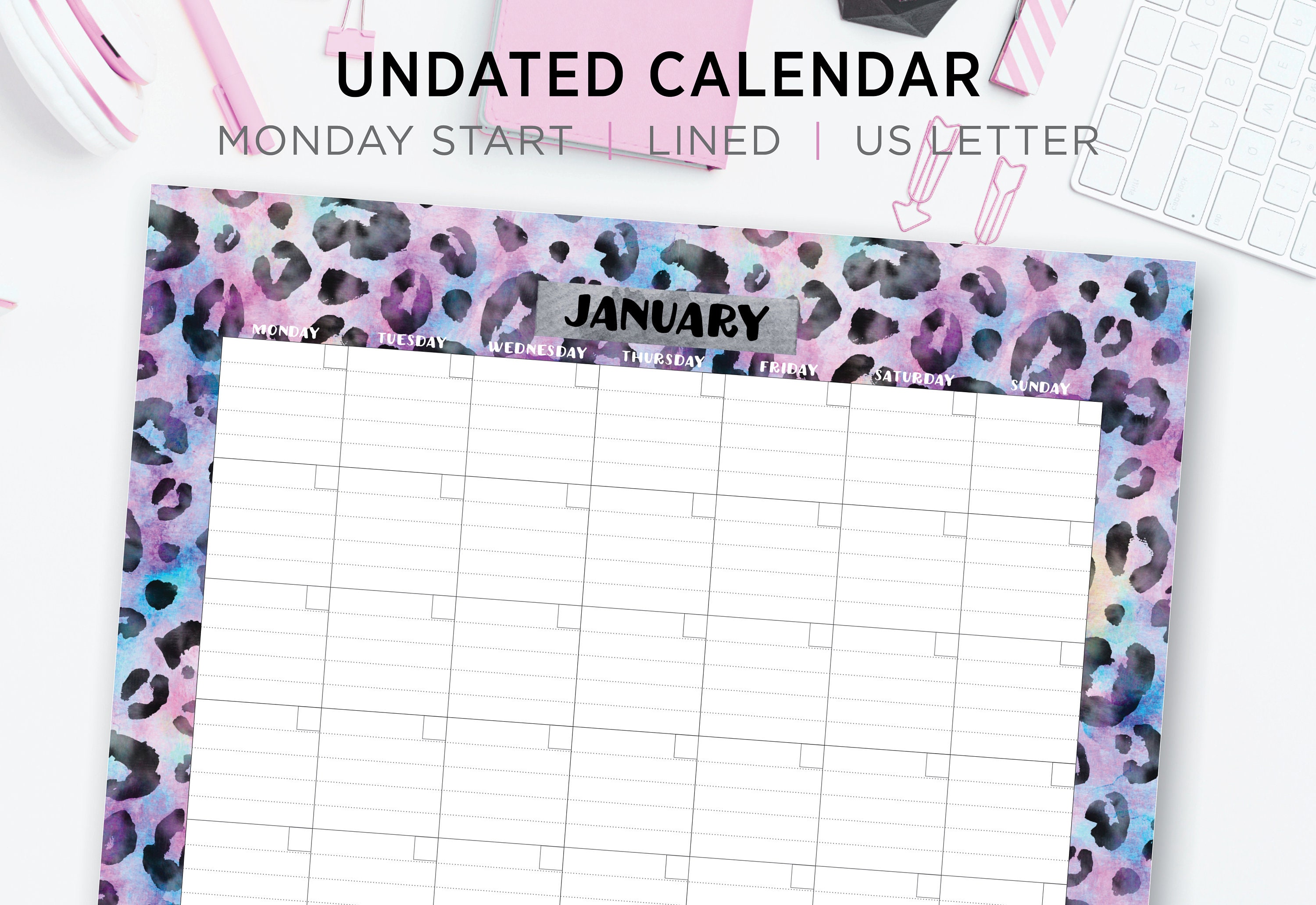 Blank Monthly Printable Calendar - Perpetual Undated Printable Calendar ...