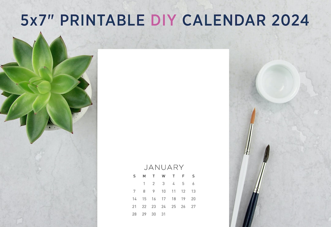 2024 Printable Calendar for DIY 5x7 Decorate Yourself Calendar Instant ...