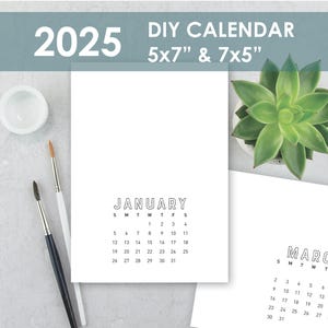 2025 Printable Calendar for DIY - 5x7 - Decorate Yourself Calendar ...