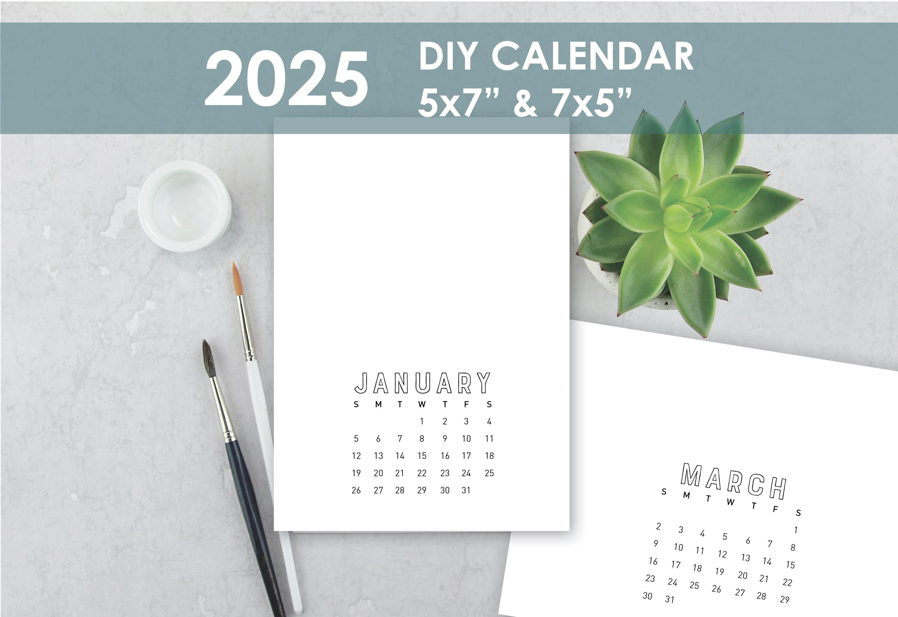 2025 Printable Calendar for DIY - 5x7 - Decorate Yourself Calendar ...