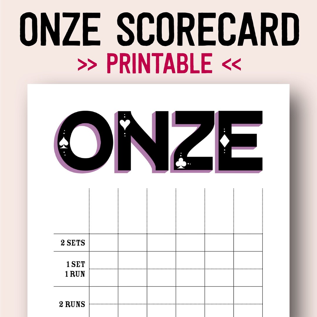 ONZE Scorecards Printable Score Sheets Instant Download Onze Card Game ...