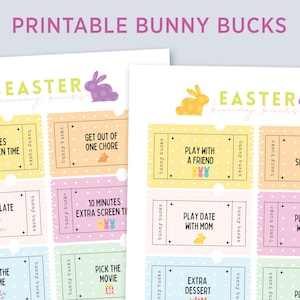 Bunny Bucks - Easter Egg Coupons - Vouchers for Kids - Easter Basket ...