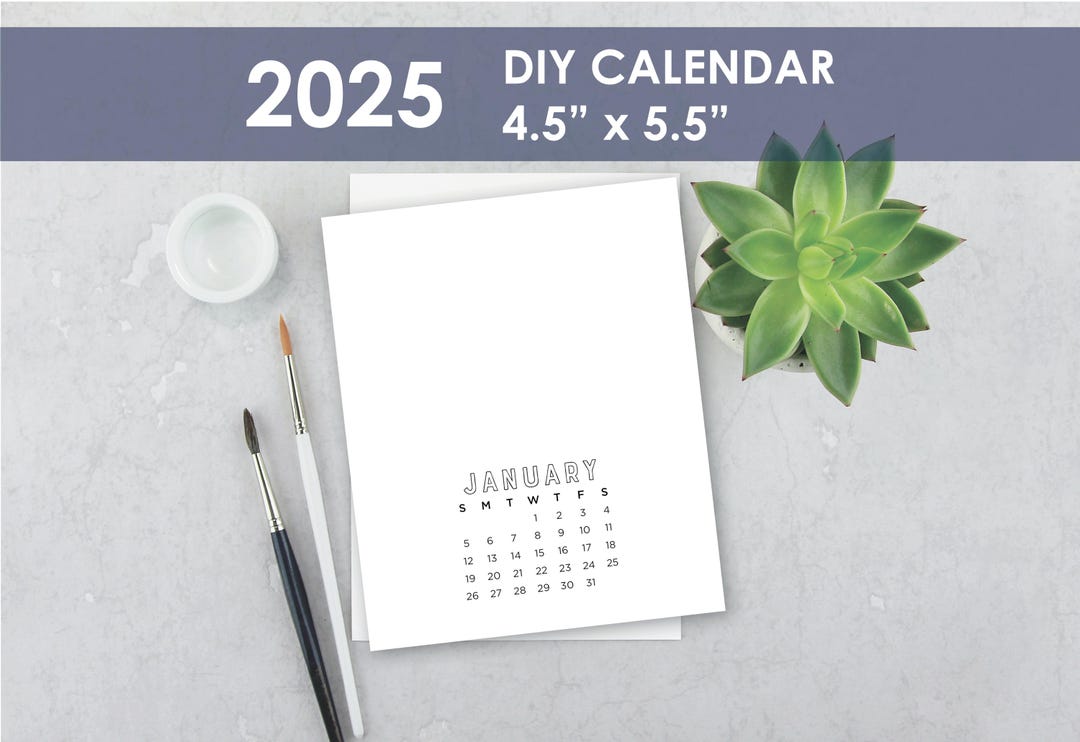 2025 Printable Calendar for DIY - 4.5x5.5" - Decorate Yourself Calendar ...