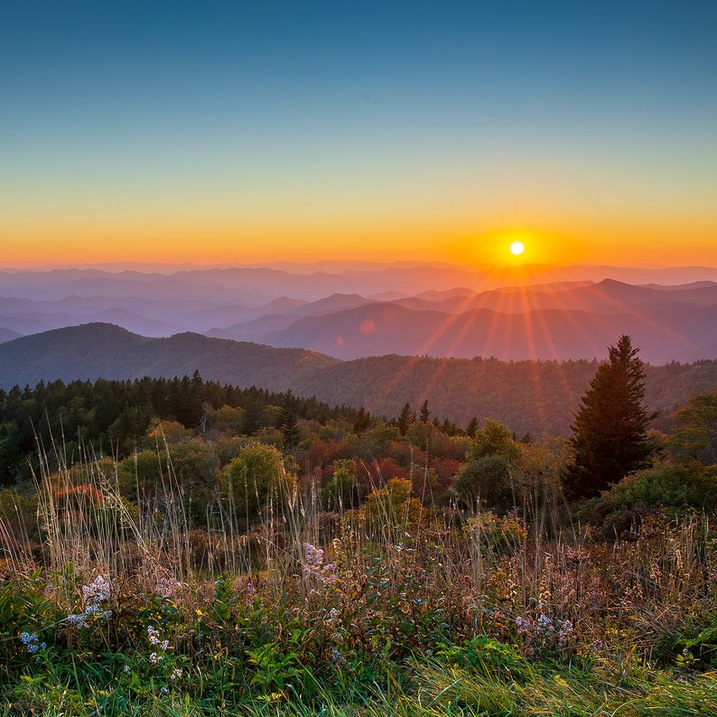 Blue Ridge Sunset — sunset From the Cowee Mountain Overlook on the Blue ...