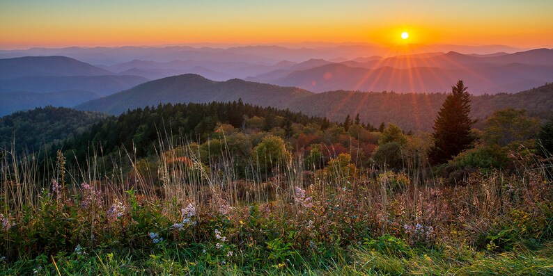 Blue Ridge Sunset — sunset From the Cowee Mountain Overlook on the Blue ...