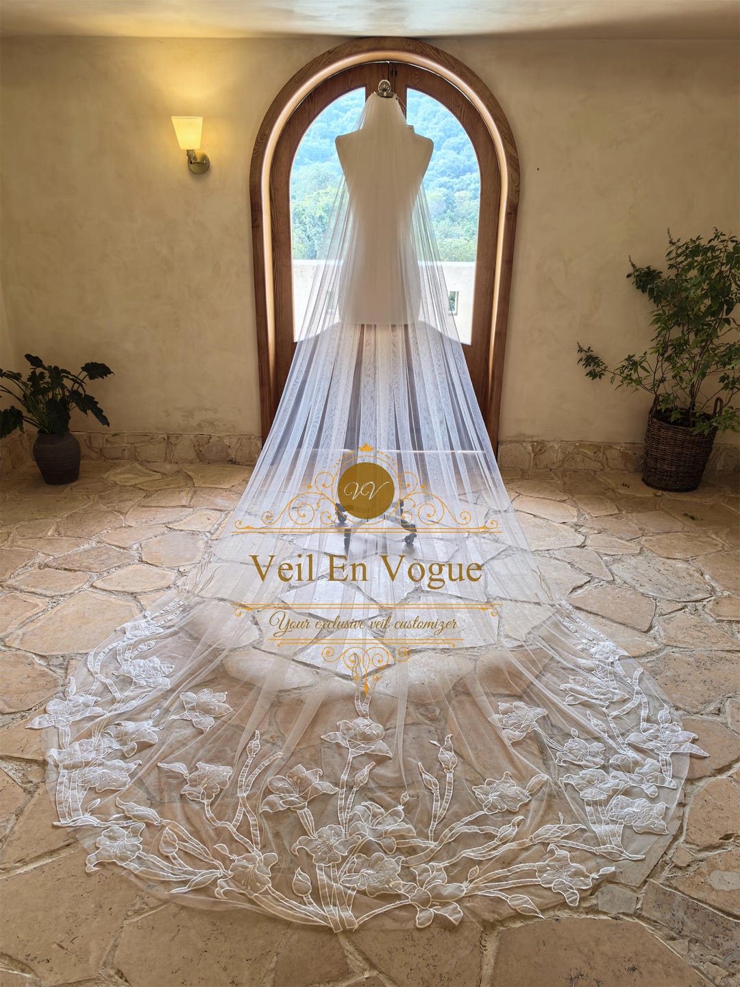 Veil With Organza Lily Flower, Super Light Lily Floral Wedding Veil ...