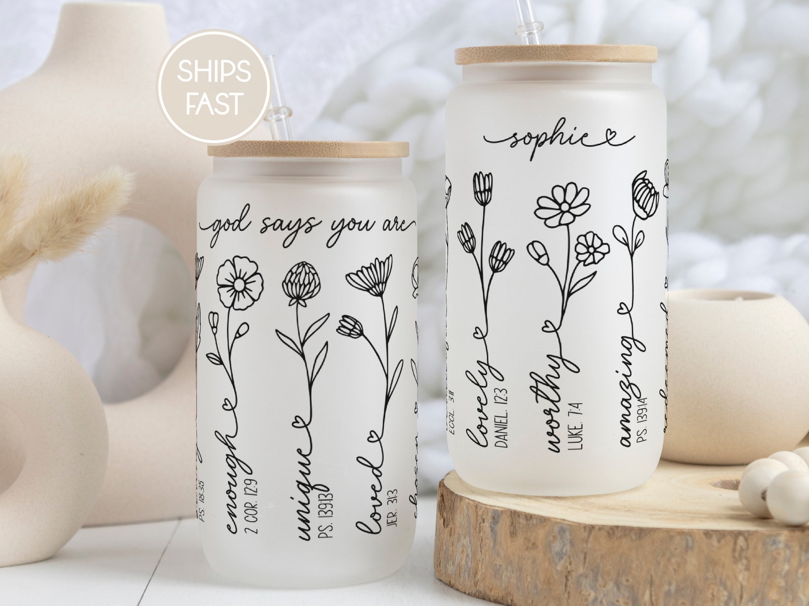 Personalized Christian Tumbler, Custom Christian Iced Coffee Cup, 16oz ...