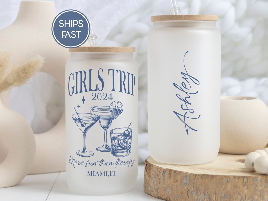 Personalized Girls Trip Iced Coffee Cup, Custom Girls Trip Frosted ...
