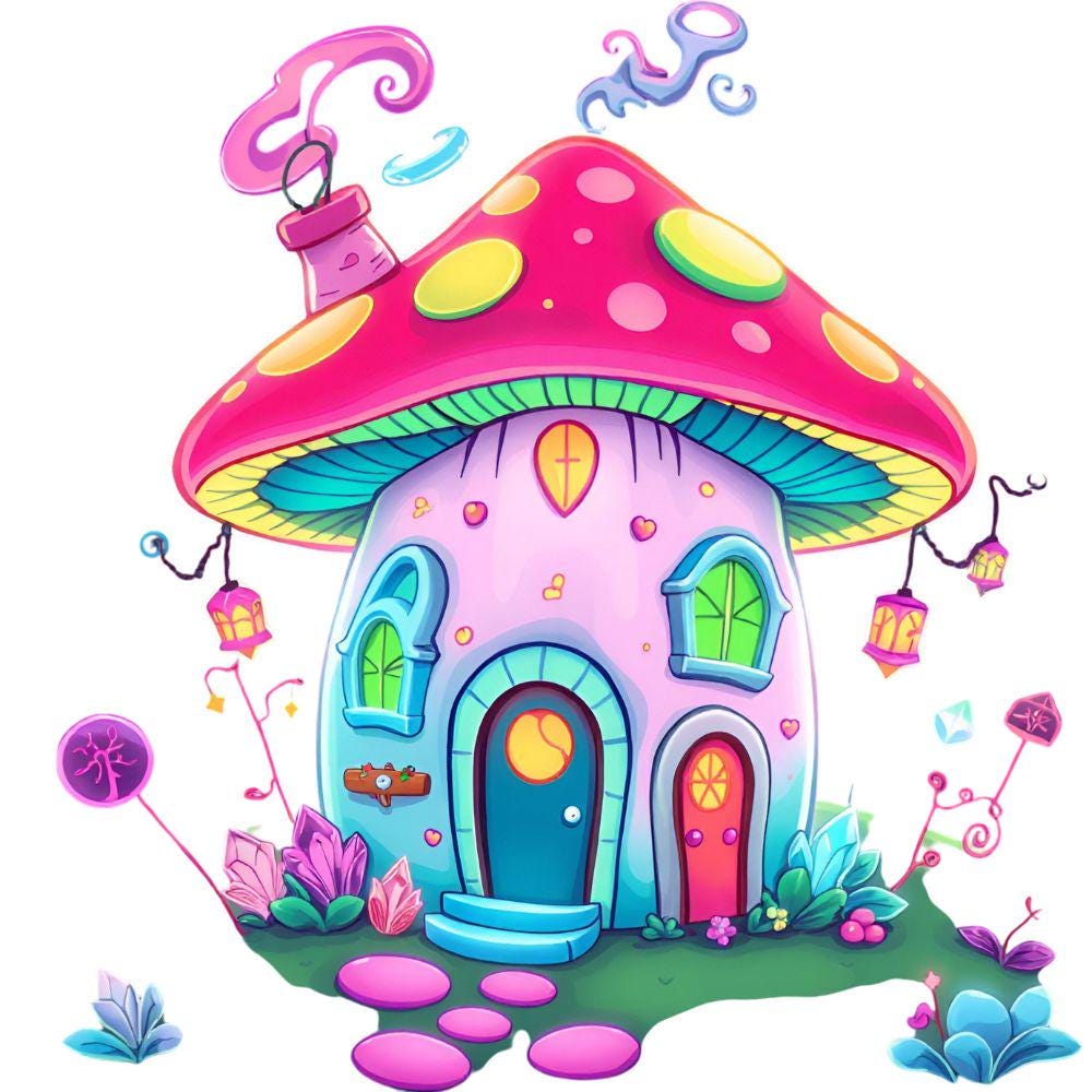 25 Trippy Mushroom House Stickers - Digital Fantasy Sticker Bundle ...