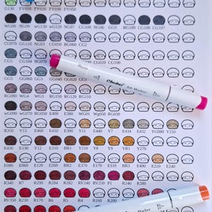 Ohuhu Honolulu 320 Marker Swatch Chart – Printable PDF | DIY Color ...