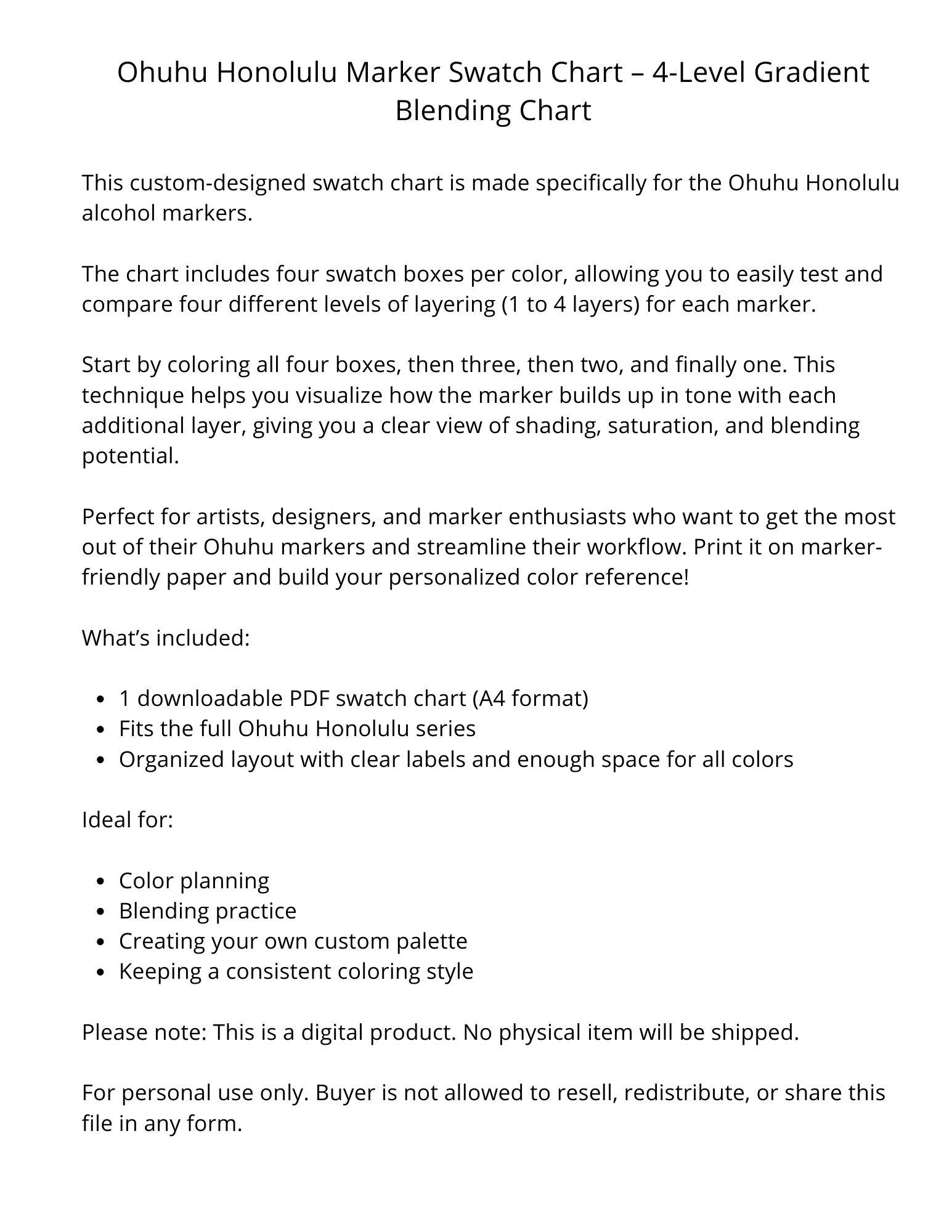 Ohuhu New Color Codes Swatch Chart – 320 Honolulu Marker Chart 2025 – 4 ...