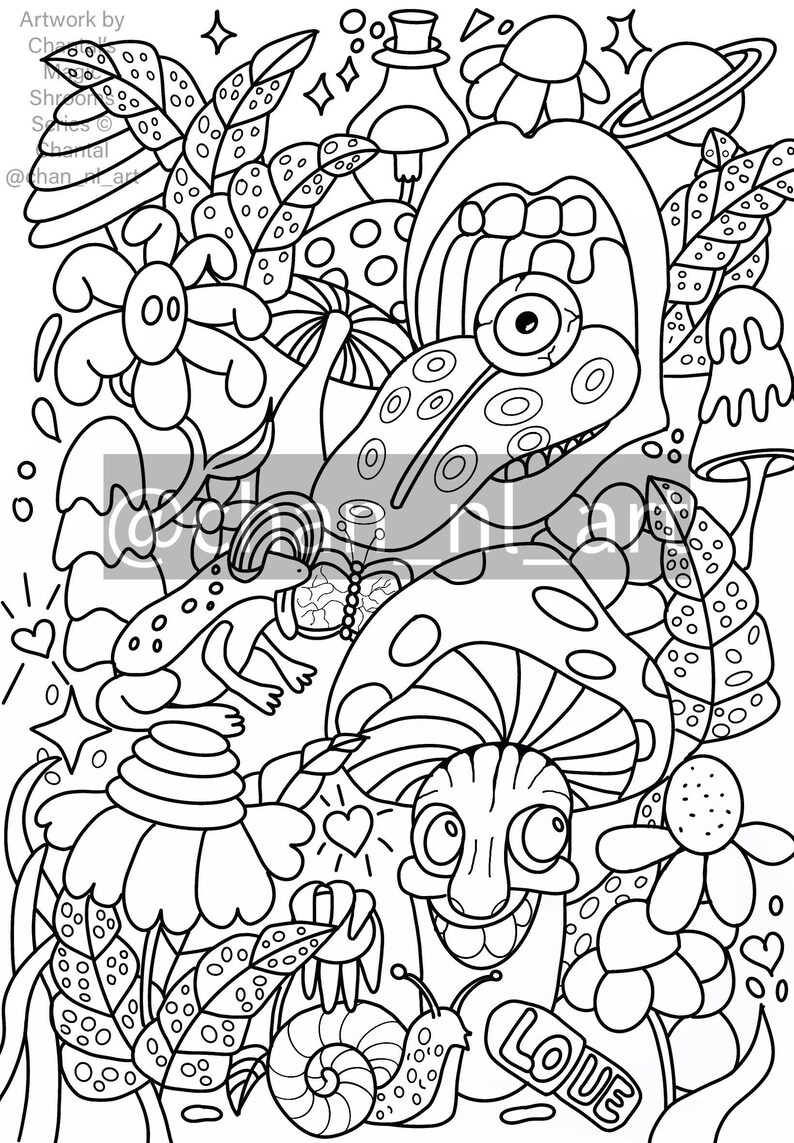 Coloring Page Psychedelic Coloring Page Psychedelic Mushroom Art ...