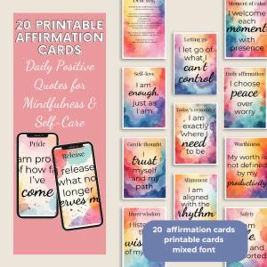 20 Printable Affirmation Cards – Daily Positive Quotes | Mindfulness ...