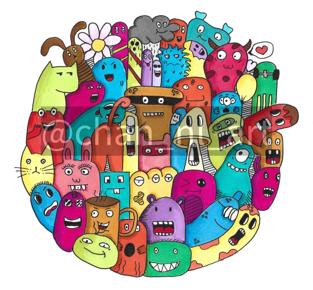 4 Pc Doodle Fun Coloring Page Printable Coloring Sheet for Relaxation ...