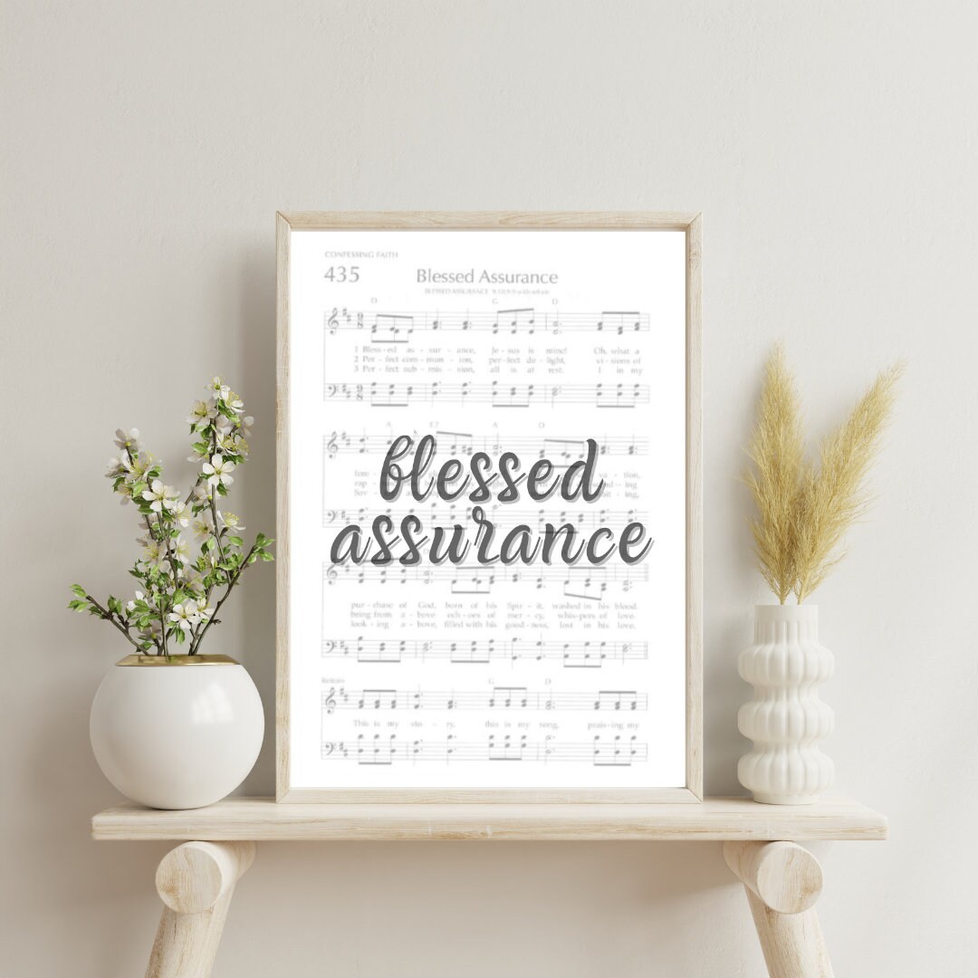 Blessed Assurance Hymn Sheet Music Art | Printable Christian Wall Decor ...