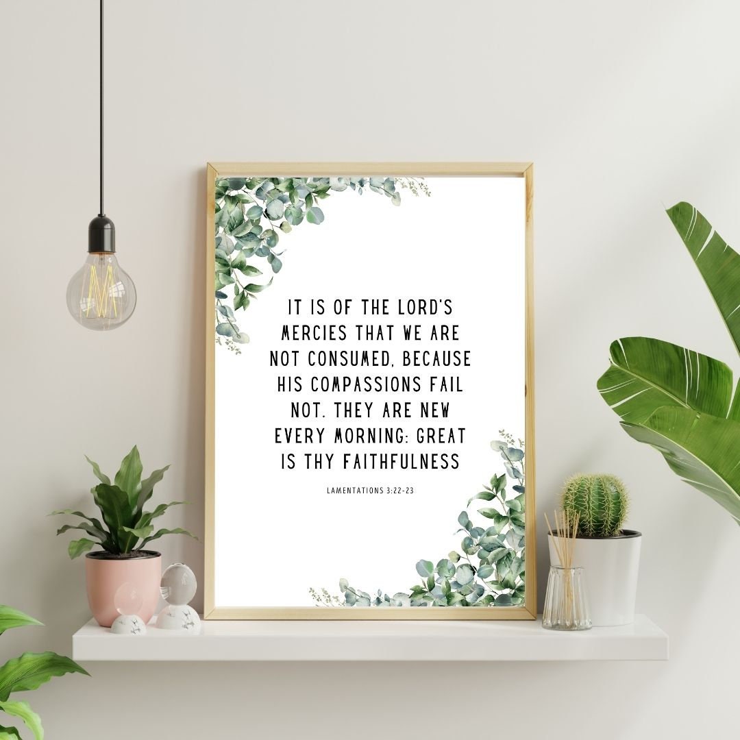 Lamentations 3: 22-23 KJV | Printable Bible Wall Art | Great is Thy ...