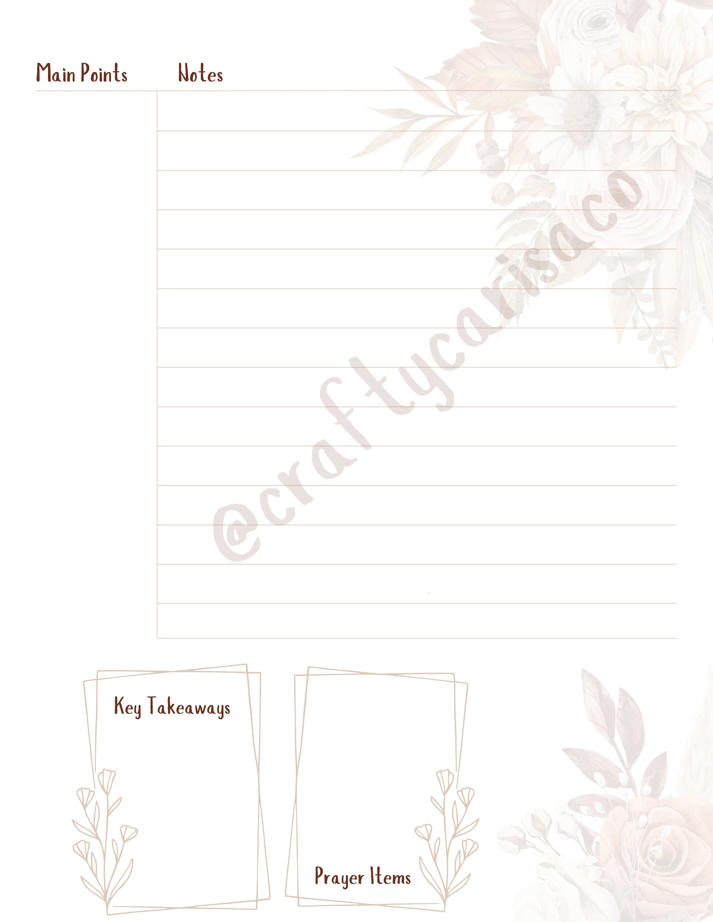 Sermon Notes Template | Digital & Printable Sermon Notes | Church Notes ...