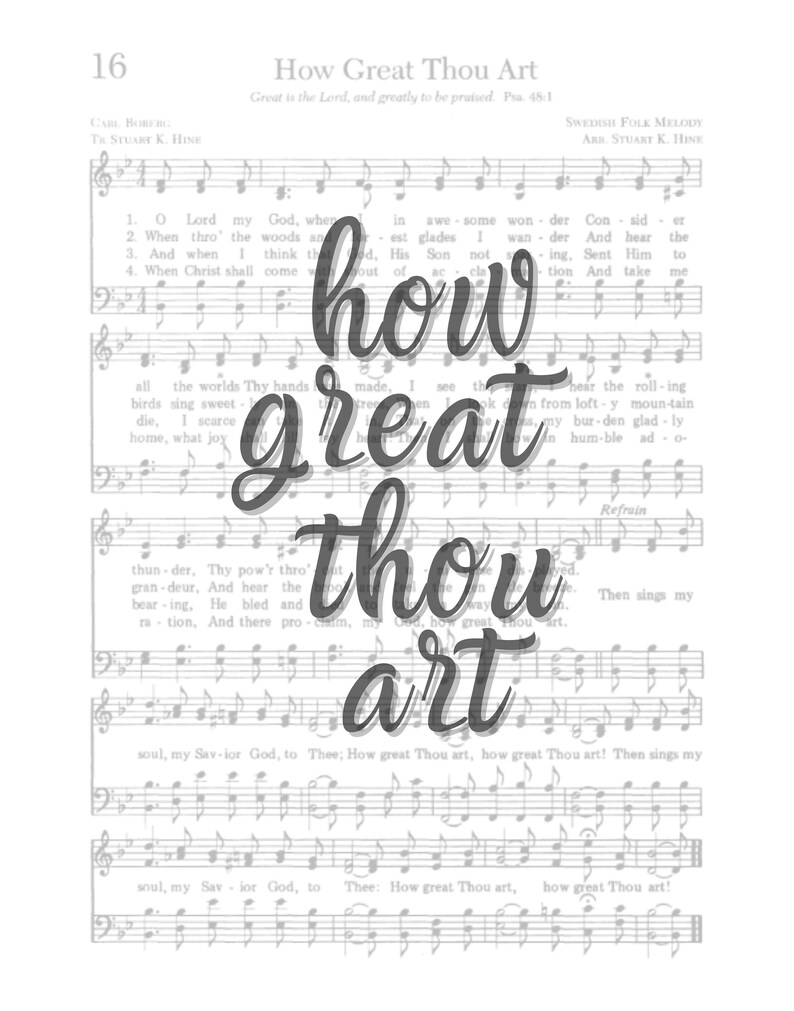How Great Thou Art | Printable Bible Hymn Wall Art | Wall Art, Digital ...