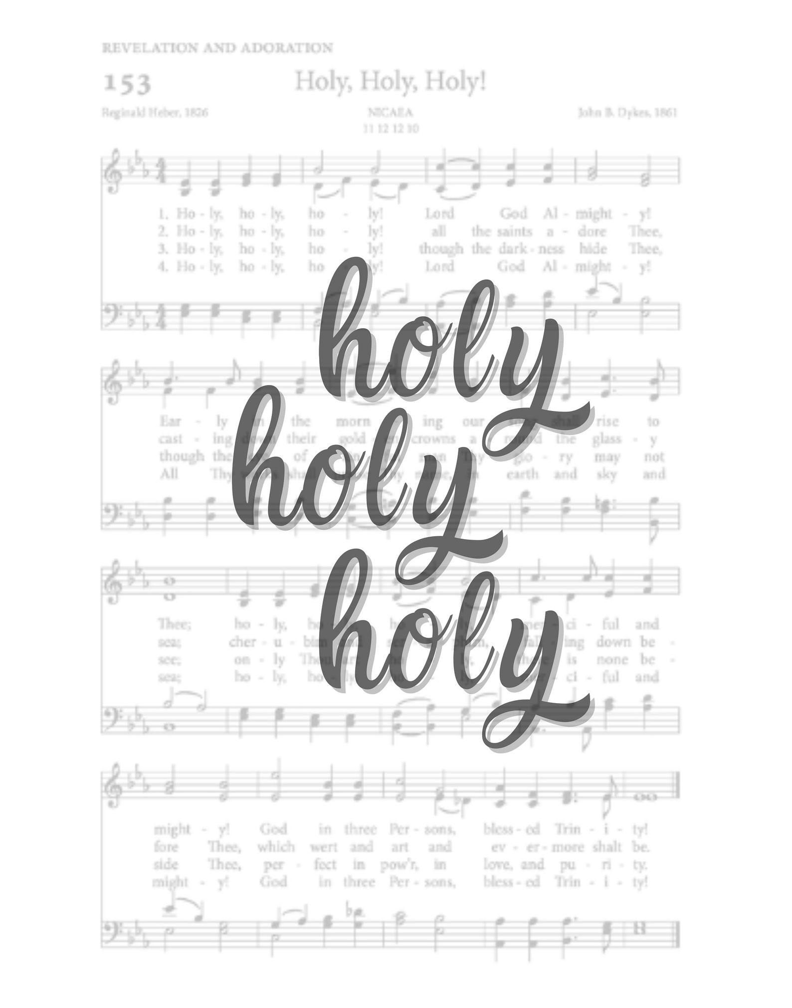 Holy Holy Holy | Printable Bible Hymn Wall Art | Wall Art, Digital ...
