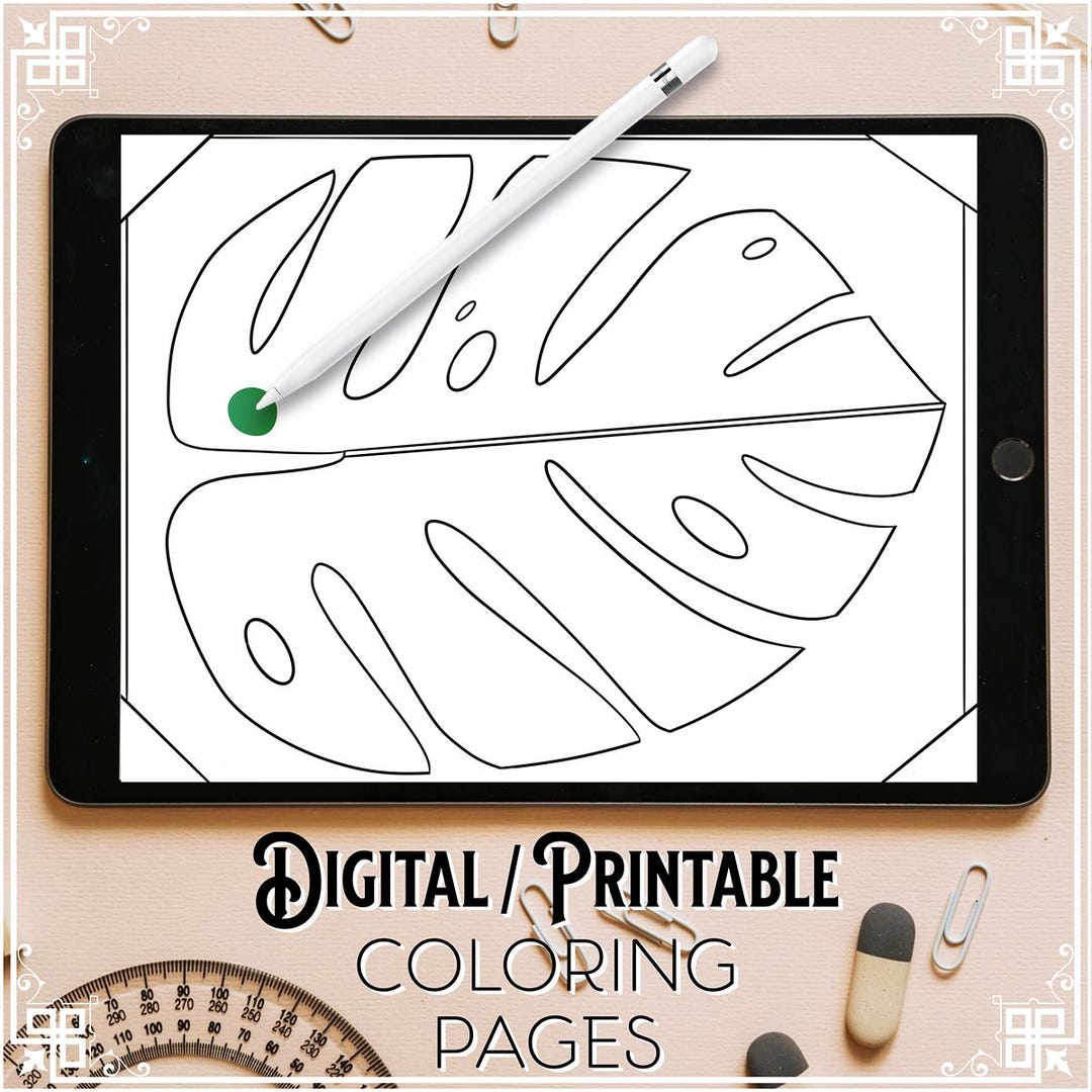 Printable Tropical Plant Coloring Pages, Plant Lovers, Minimalist Line ...