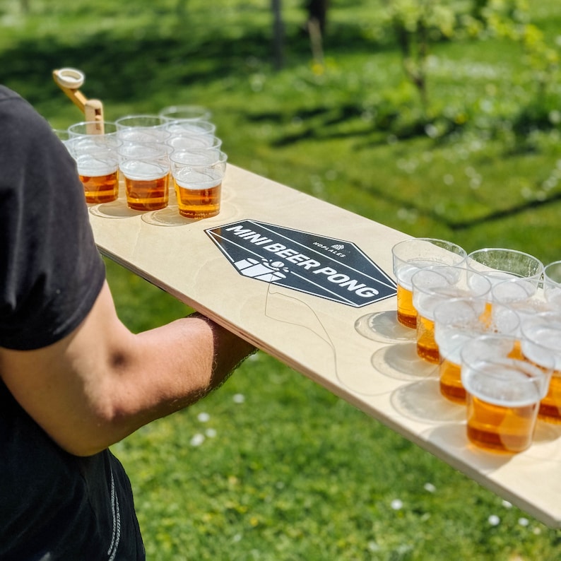 Portable Wooden Mini Beer Pong Game: Party Fun On-the-go - Etsy