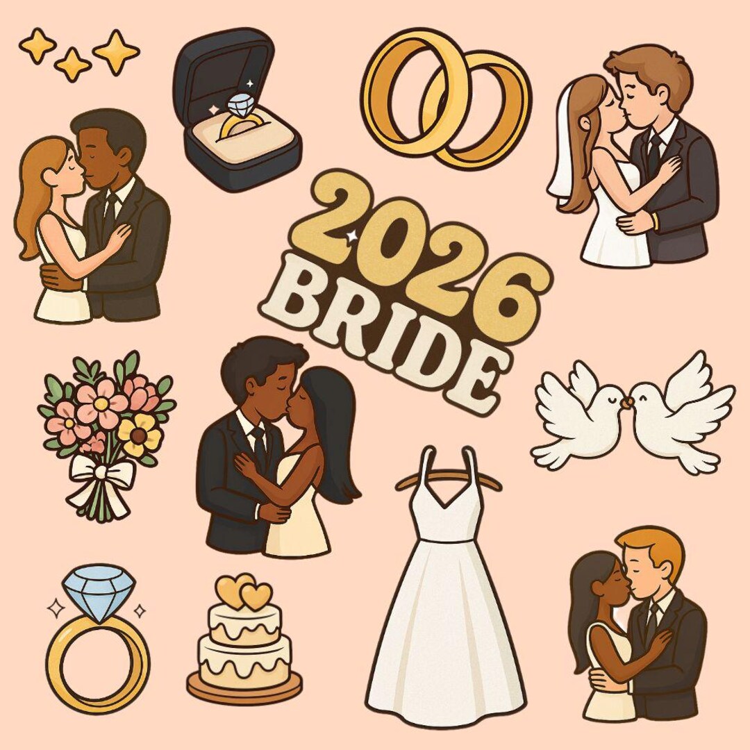 Bride 2026 Digital Stickers for Bullet Journal - Wedding Planner- PNG ...