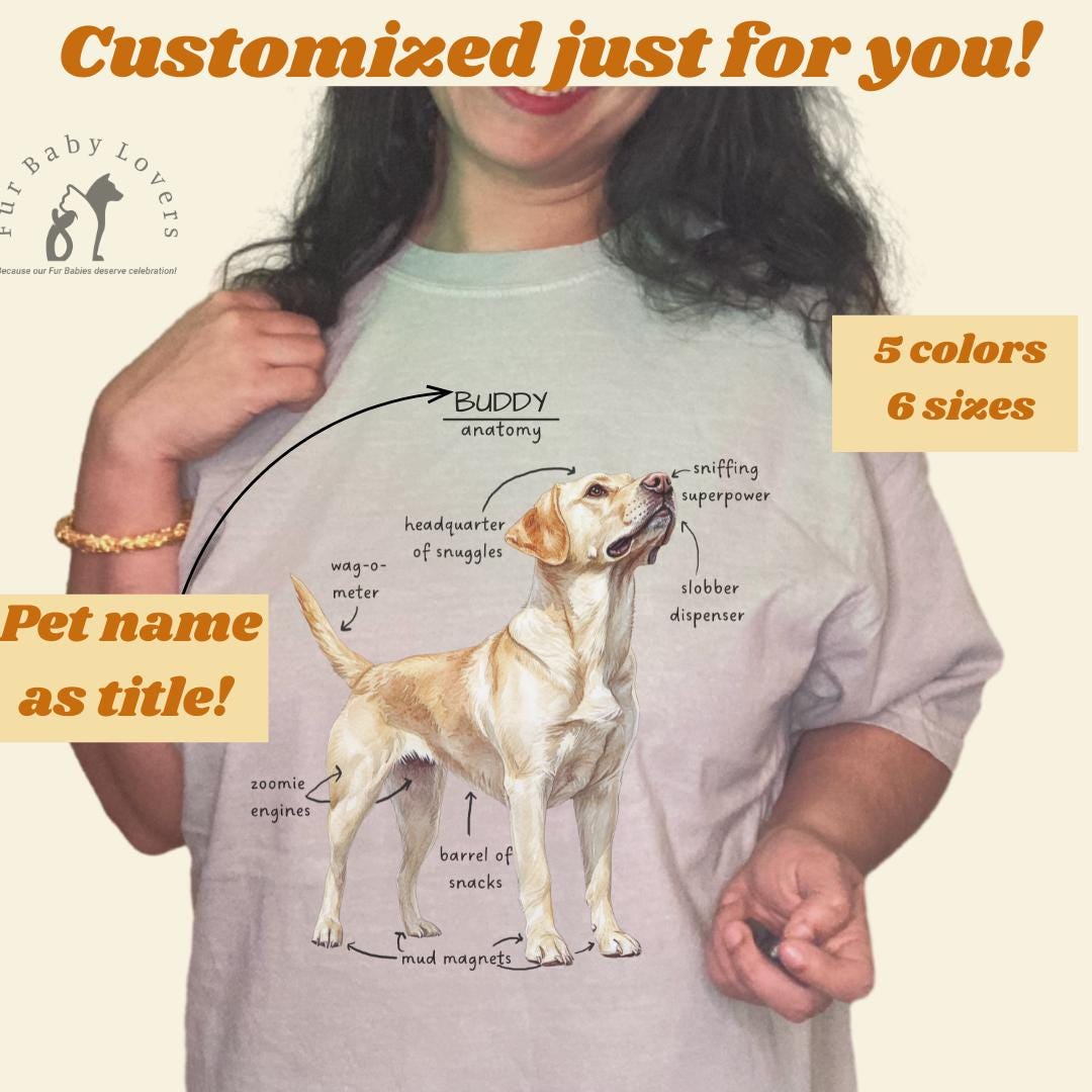 Custom Labrador Anatomy Comfort Colors Shirt: Personalized Dog Lover ...