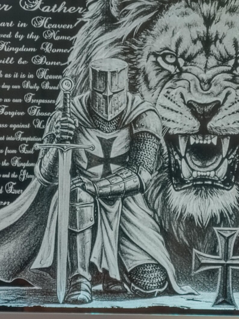 Knights Templar, Lion, Lords Prayer / Laser Etched Mirror. One of A ...