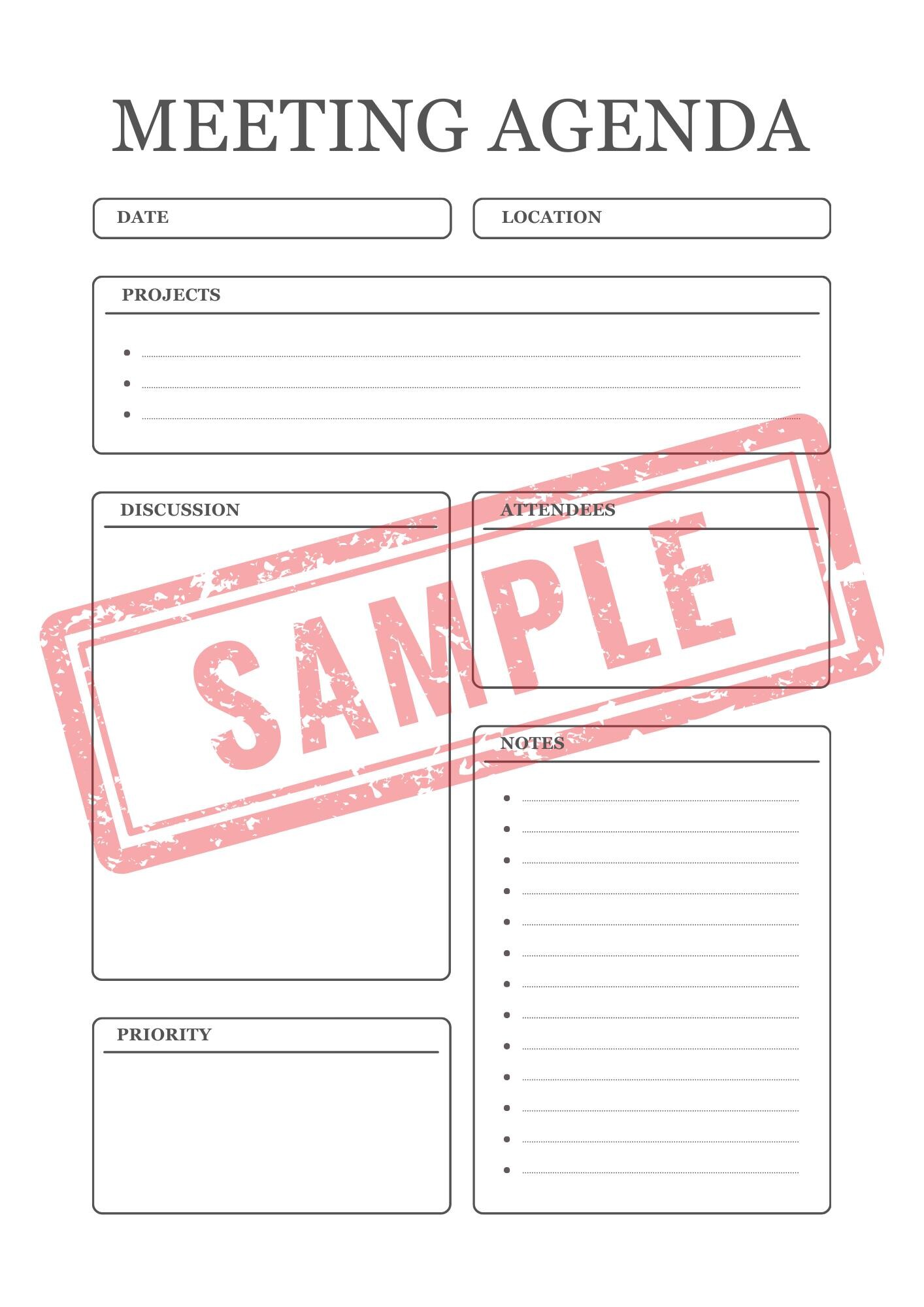 One Page Meeting Agenda Template | Printable PDF | Digital Download ...