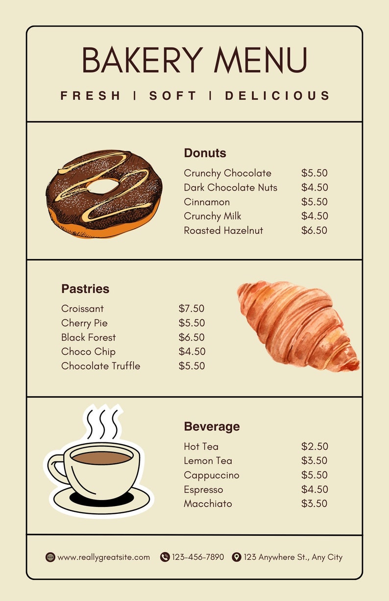 Editable Bakery Price List Template! - Etsy