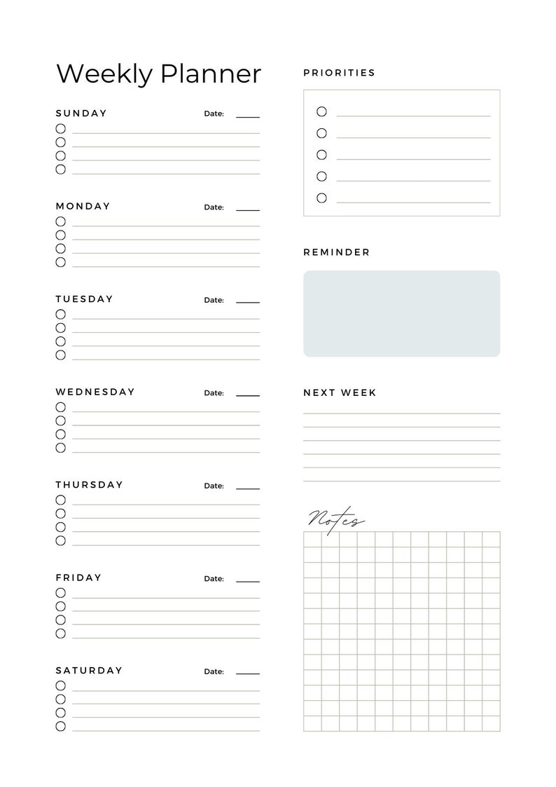 Printable Planner Template Organize Your Week Fillable PDF Download - Etsy