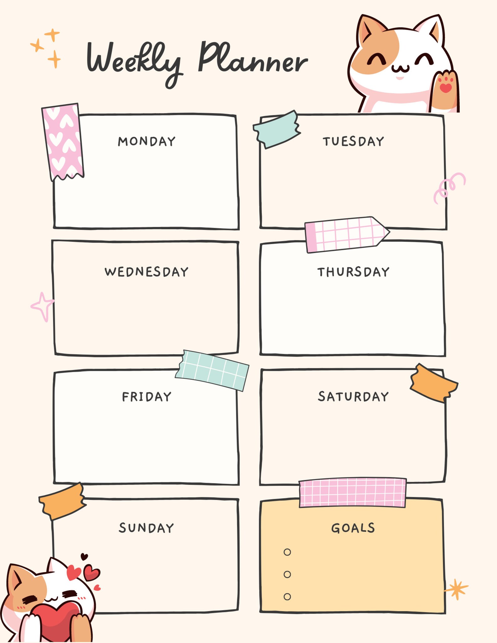 Printable Kids Daily & Weekly Planner Fun and Engaging Fillable PDF ...