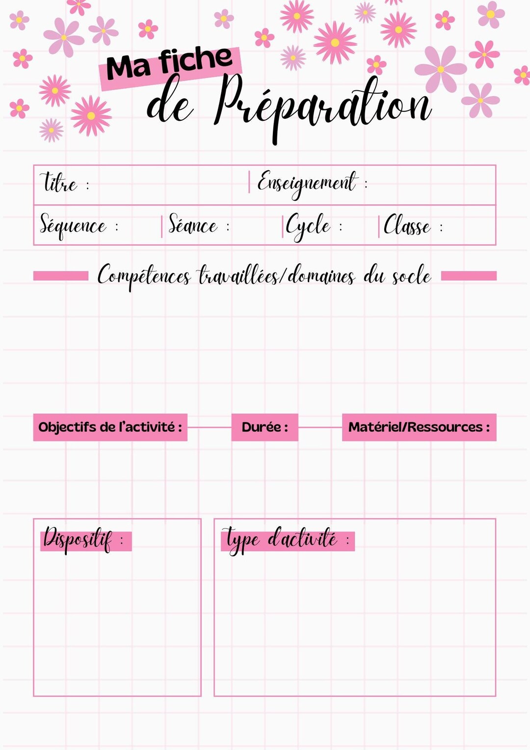 A4 Teaching Preparation Sheet for Teachers – Plan Your Lessons ...
