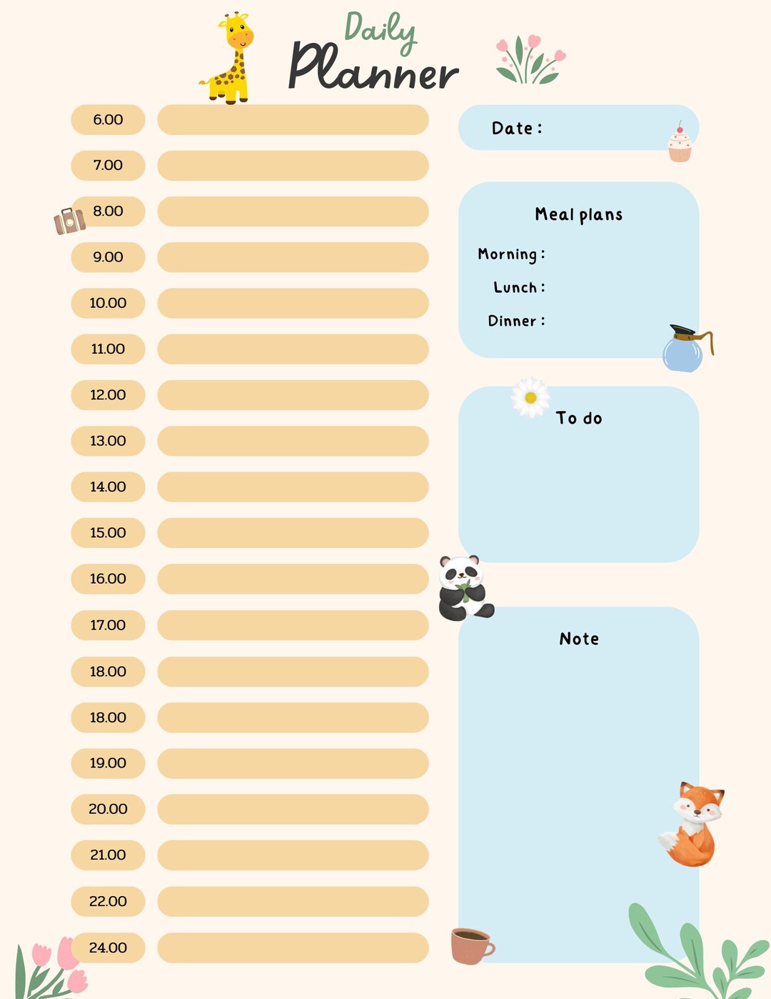 Printable Kids Daily & Weekly Planner Fun and Engaging Fillable PDF ...