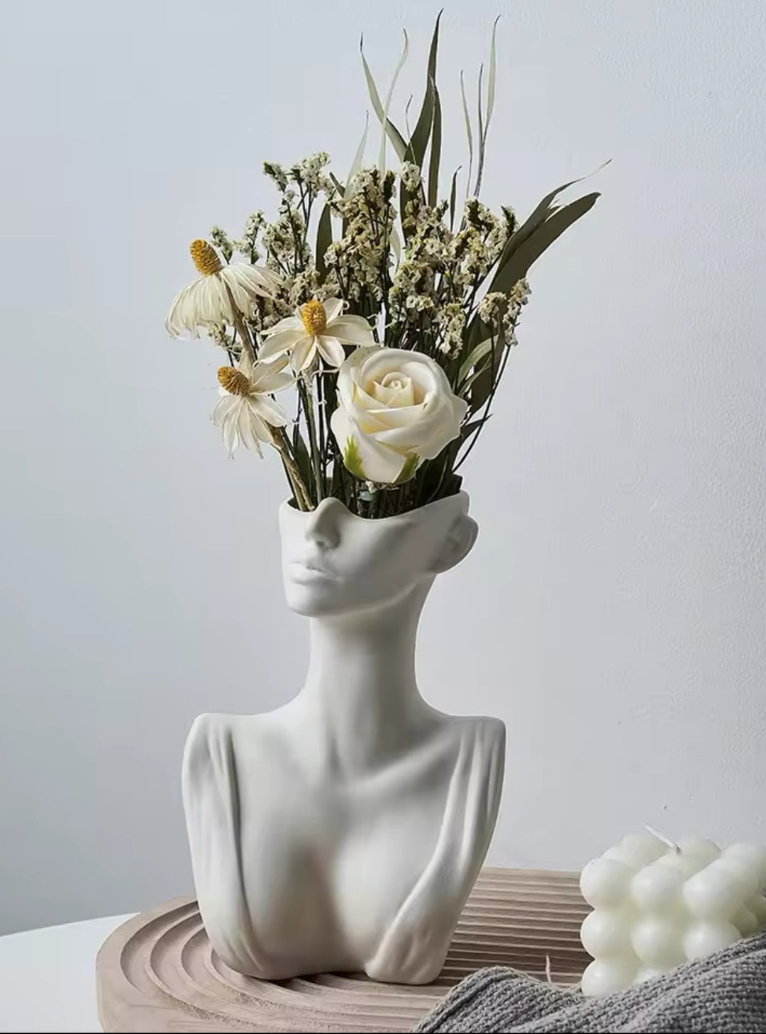 Nordic Style Woman Body Vase Figurine Flower Vase Jesmonite Woman Body ...