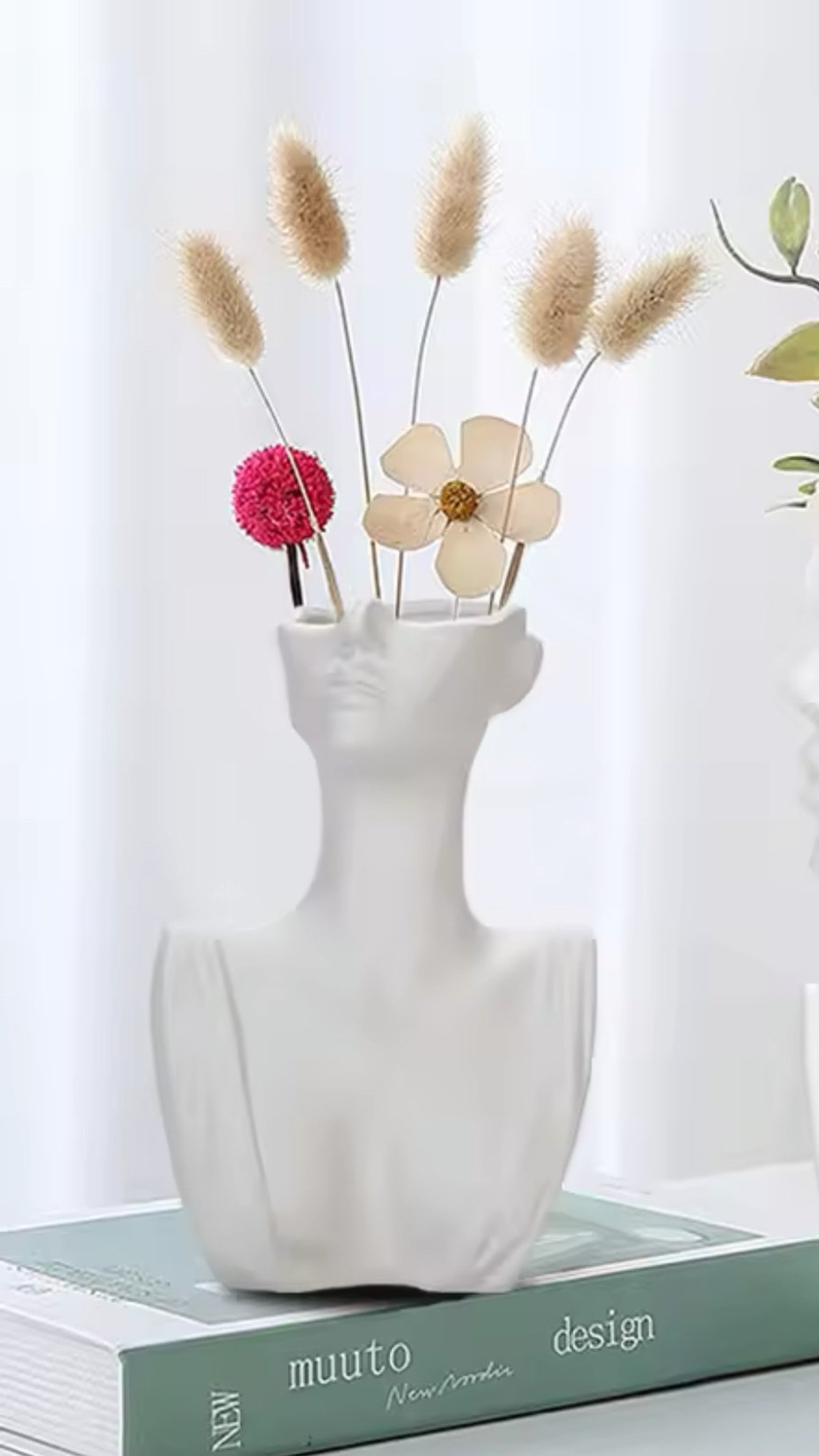 Nordic Style Woman Body Vase Figurine Flower Vase Jesmonite Woman Body ...