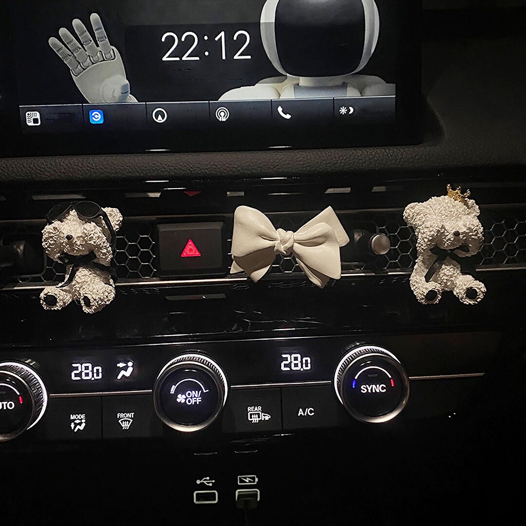 Adorable Teddy Bear & Bow Car Diffuser – Stylish Air Freshener Holder ...