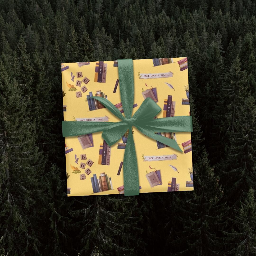 Reader Wrapping Paper, Books and Plants, 'once Upon a Time,' Book Lover ...