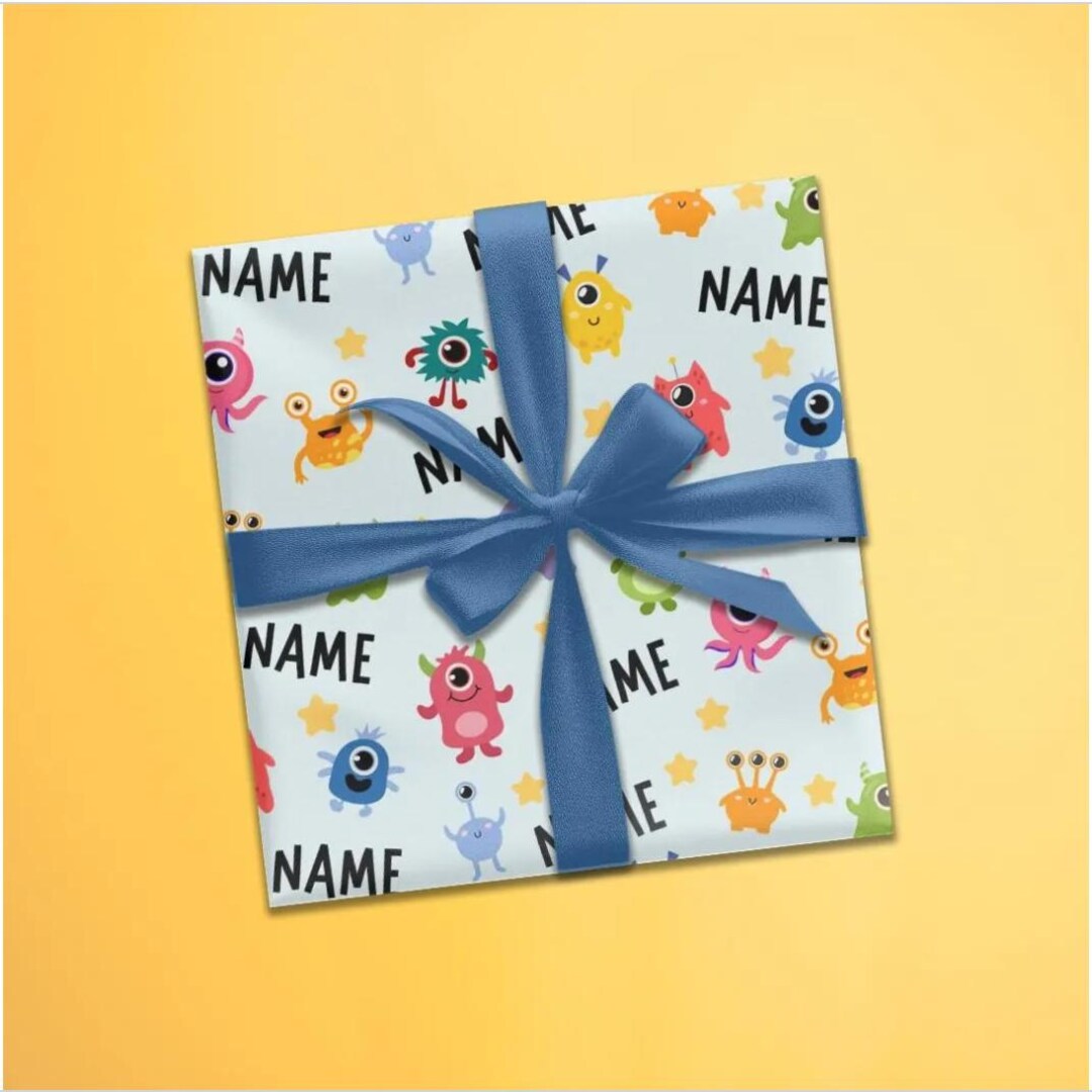 Personalized Wrapping Paper, Space Aliens Gift Wrap, Kids Birthday ...