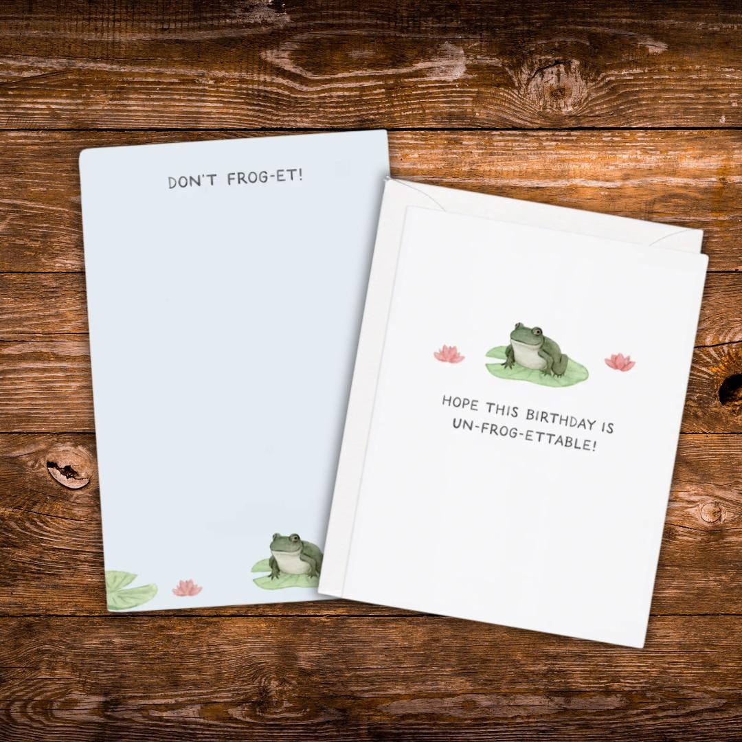 Frog Stationery Gift Set | Frog Notepad & Birthday Card Bundle | Cute ...