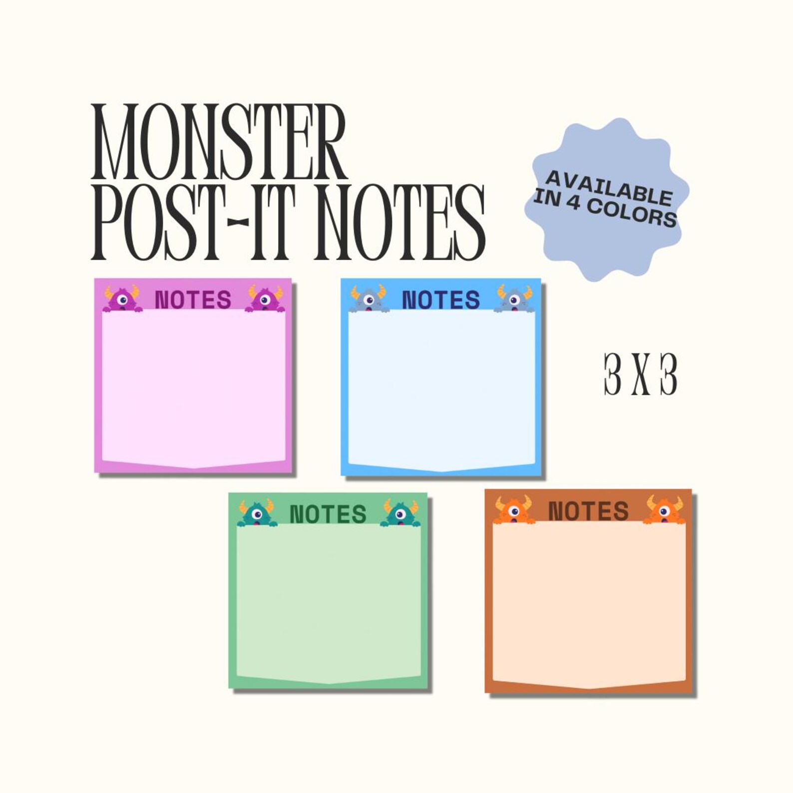 Monster Post-it® Note Pads, Colorful Sticky Notes, Fun Desk Accessories ...