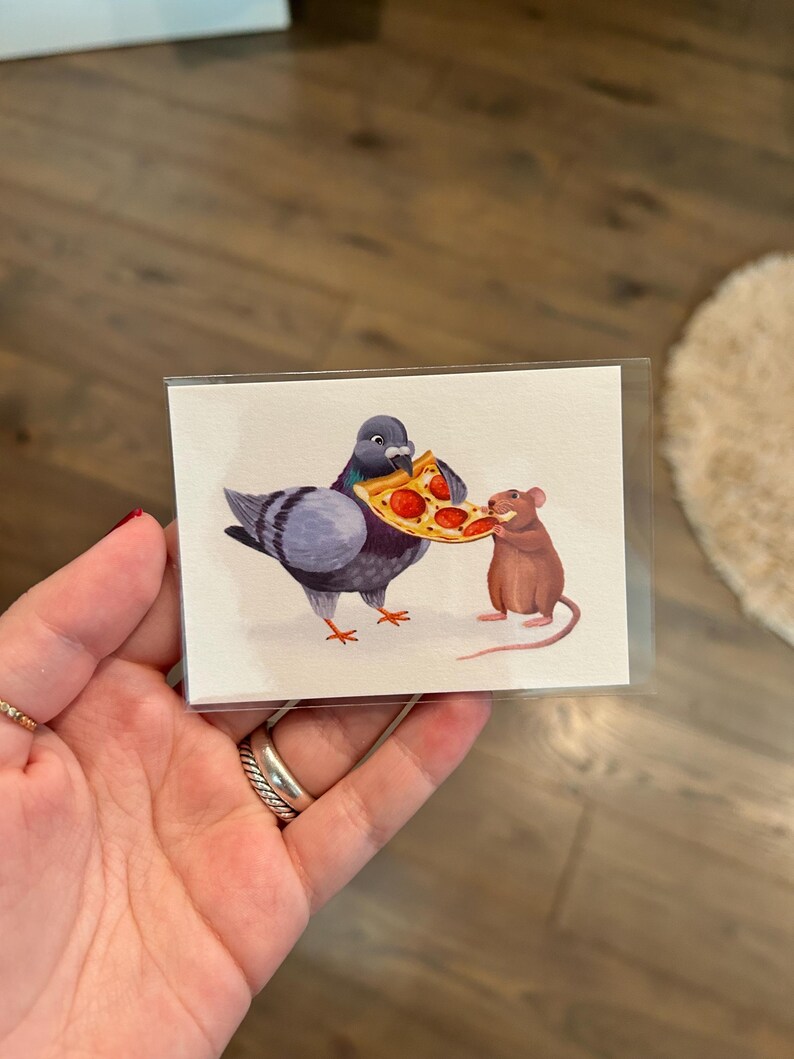 Pizza Rat & Pigeon Mini Print | NYC Foodie Art Print | New York City ...