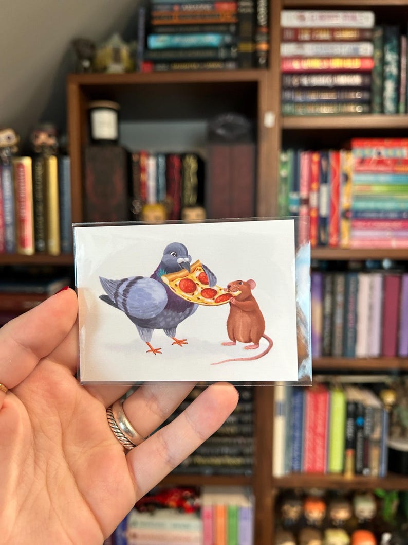 Pizza Rat & Pigeon Mini Print | NYC Foodie Art Print | New York City ...