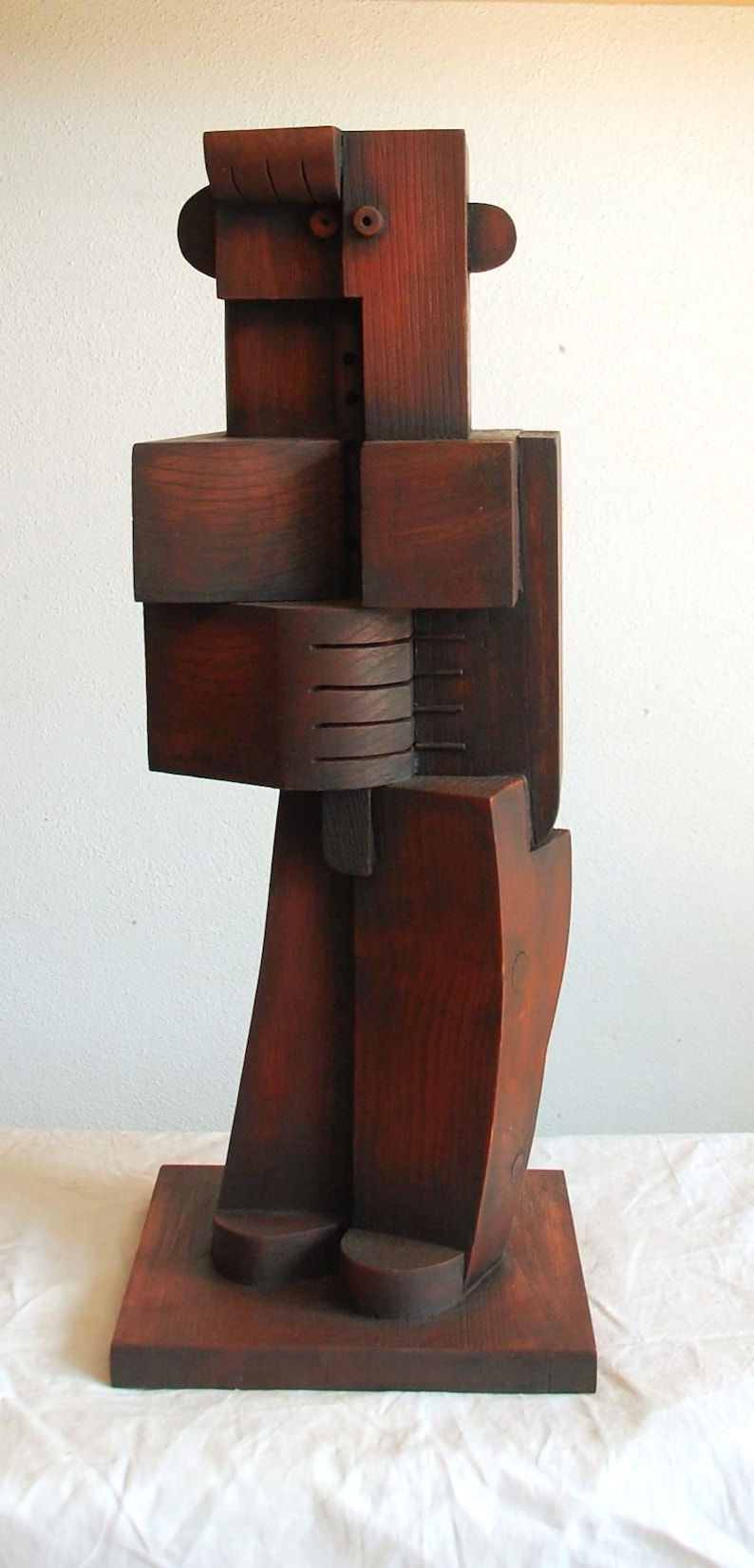 Cubist Wood Sculpture: Handmade Atelier Boulogne Art, Limited Edition ...