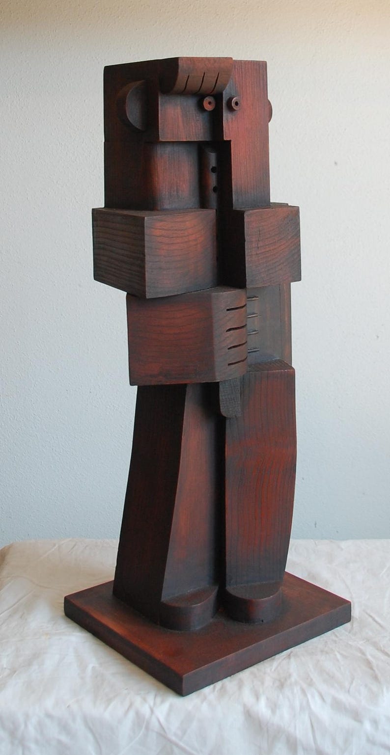 Cubist Wood Sculpture: Handmade Atelier Boulogne Art, Limited Edition ...