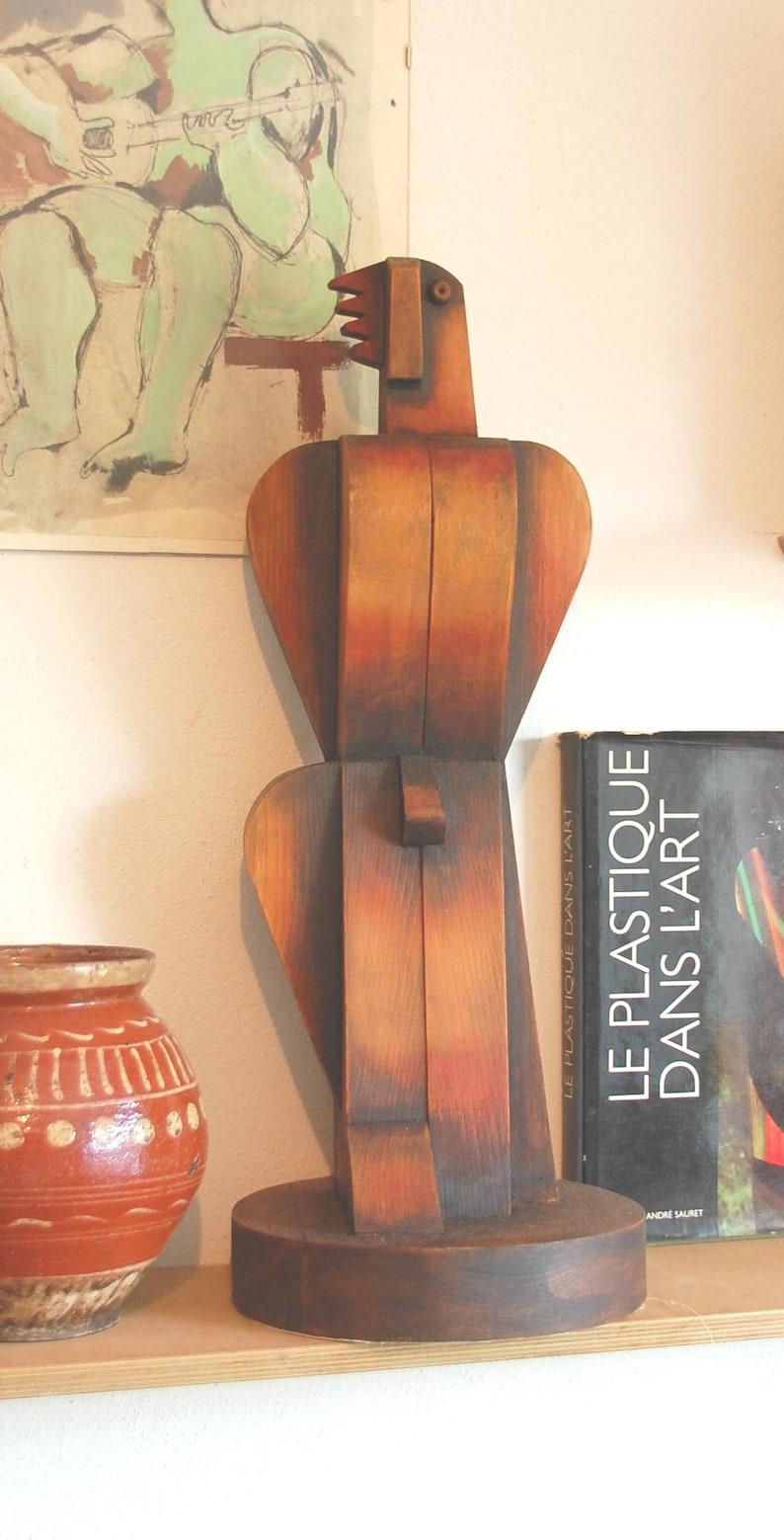Cubist Wood Sculpture: Handmade Atelier Boulogne Art, Limited Edition ...