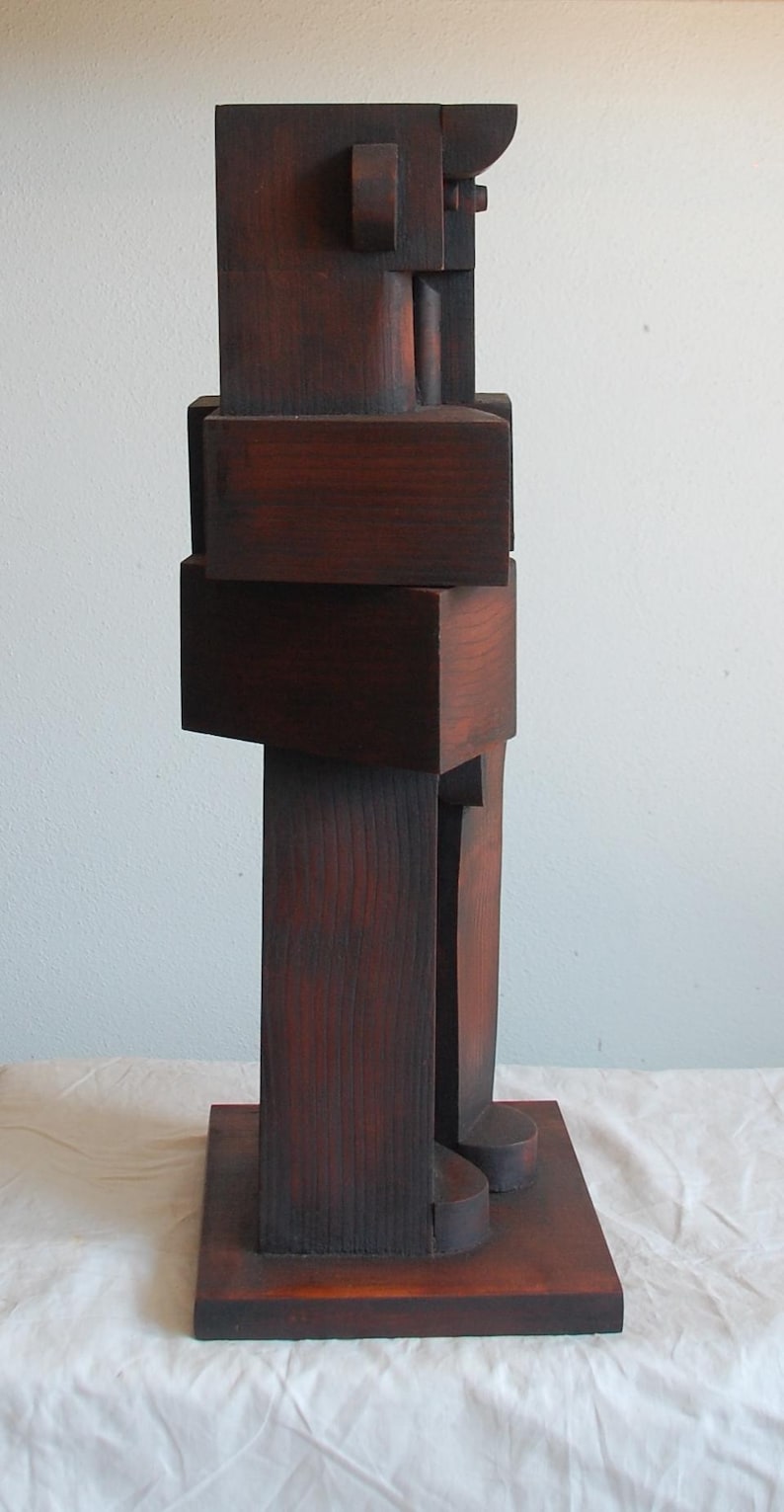 Cubist Wood Sculpture: Handmade Atelier Boulogne Art, Limited Edition ...