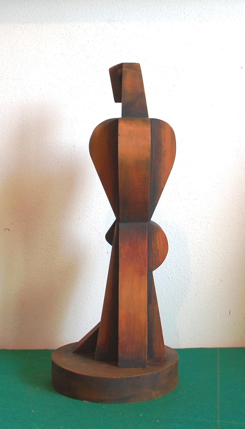Cubist Wood Sculpture: Handmade Atelier Boulogne Art, Limited Edition ...